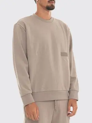 BOSS Regular Fit Crewneck Cotton-blend Jumper With Tonal Logo - Mud