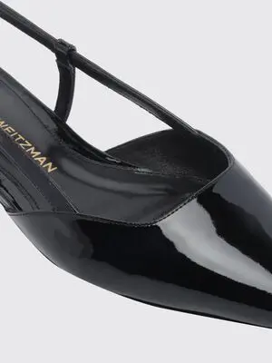 STUART WEITZMAN Vinnie Slingback Patent Leather Ballet Flats With Almond Toe - Black