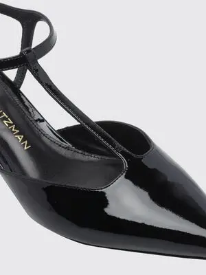 STUART WEITZMAN Vinnie T-strap Patent Leather Pumps With Ankle Strap