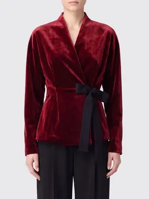 Alberta Ferretti Cropped Velvet Robe Jacket With Tie-waist Closure - Red