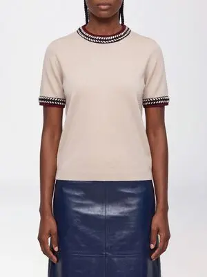 Max Mara Short-sleeved Crew Neck Jumper With Contrast Trims - Navy