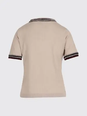 Max Mara Short-sleeved Crew Neck Jumper With Contrast Trims - Navy