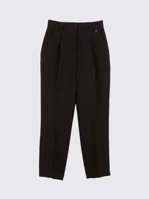 TWINSET Cropped Slim Fit Crêpe Trousers With Pleats