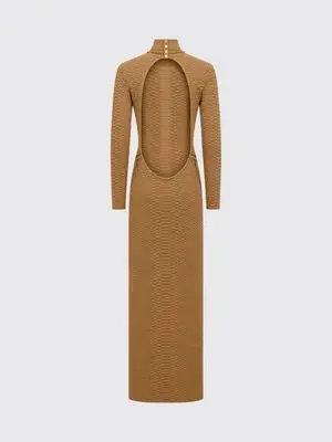 Elisabetta Franchi Python Print Jersey Sheath Gown With High Neck