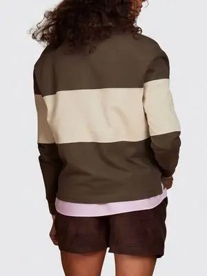 LA MARTINA Striped Long-sleeved Cotton Jersey Polo Shirt - Brown