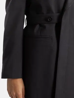Sacai Asymmetrical Double-breasted Long Blazer With Peak Lapels