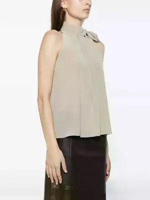 Max Mara Sleeveless Crepe De Chine Top Stone