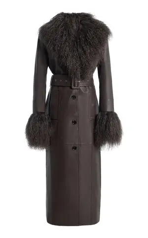 STAND STUDIO Monica Belted Leather Coat