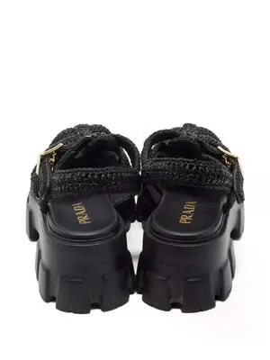Prada Monolith Caged Raffia Sandals