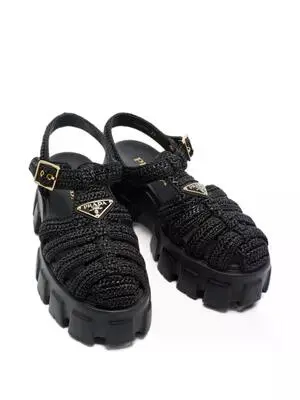 Prada Monolith Caged Raffia Sandals