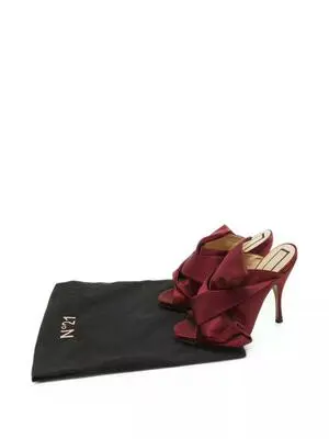 N°21 Raso Knot Heeled Mules - Red