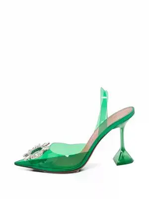 Amina Muaddi Begum Crystal-embellished Pumps - Green