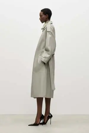 Victoria Beckham Panelled Leather Coat - Grey