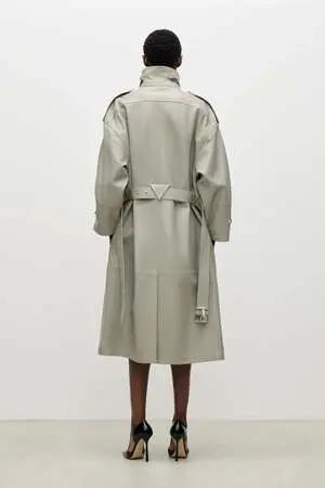 Victoria Beckham Panelled Leather Coat - Grey