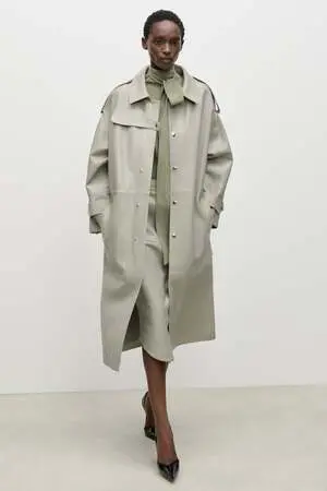 Victoria Beckham Panelled Leather Coat - Grey