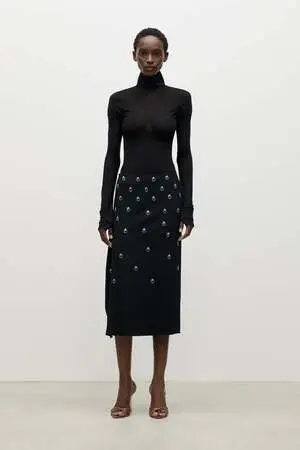 Victoria Beckham Overlap Skirt - Black
