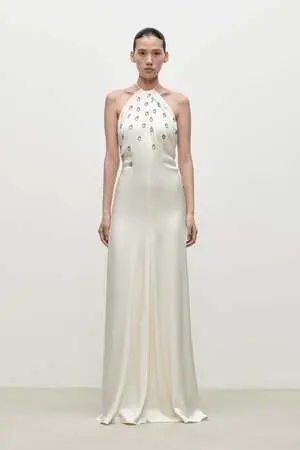 Victoria Beckham Halterneck Gown Ivory