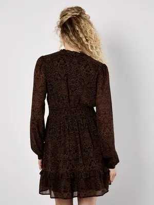 APRICOT Paisley Print Ruffle Detail Dress