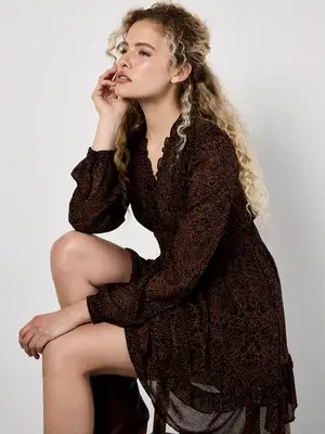 APRICOT Paisley Print Ruffle Detail Dress