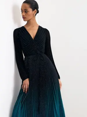 PHASE EIGHT Simara Pleated V-neck Midi Dress