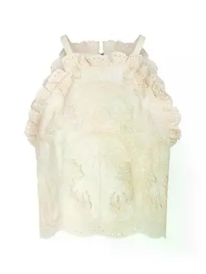 MARIE OLIVER Bethany Ruffled Broderie-anglaise Top - Neutrals