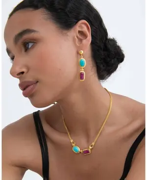 OTTOMAN HANDS Duel Stone Drop Earrings