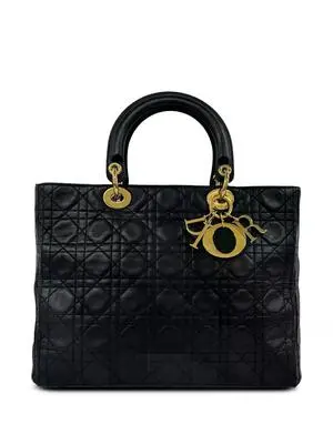 Dior 1995-2026 Large Lambskin Cannage Lady Satchel - Black