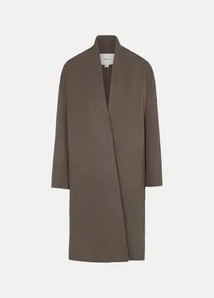 Vince Wool-blend Collarless Long Coat - Taupe