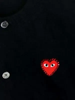 Play Comme Des Garcon Rhinestone-embellished Heart-patch Cardigan