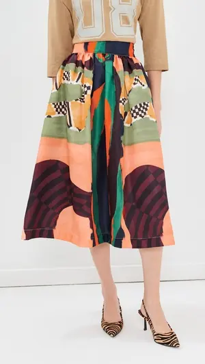 Stella Jean Amelie Printed Full Skirt