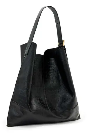 ALLSAINTS Asha Croc Embossed Leather Shoulder Bag
