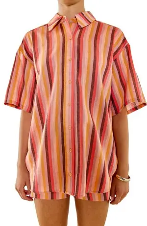 MARSY Striped Short Sleeve Button-up Shirt