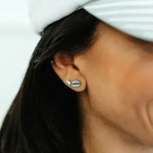 IVY & PEARL CO. Game Day Football Studs - Silver