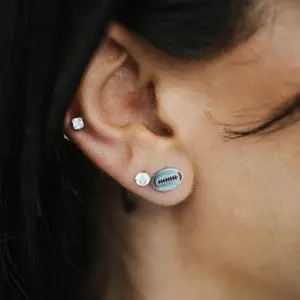 IVY & PEARL CO. Game Day Football Studs - Silver