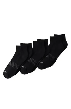 LANDS' END 3-pack Half Cushion Sport Quarter Socks - Black
