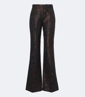 Etro Paisley Jacquard Cotton Flared Pants - Multicoloured