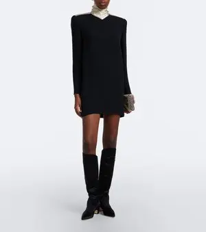 Manolo Blahnik Dispasa Embellished Satin Knee-high Boots