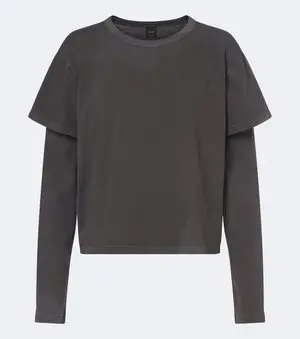 LESET Margo Layered Cotton Jersey T-shirt - Grey