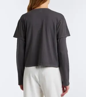 LESET Margo Layered Cotton Jersey T-shirt - Grey