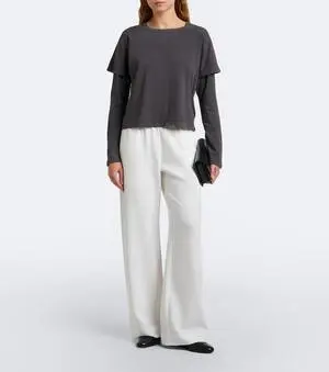 LESET Margo Layered Cotton Jersey T-shirt - Grey
