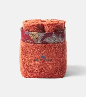 Etro Caladium Set Of 4 Cotton Terry Face Towels - Orange