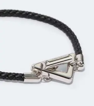 Prada Logo Braided Leather Bracelet