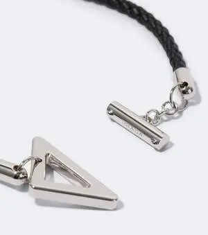 Prada Logo Braided Leather Bracelet