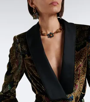 Etro Belted Paisley Satin-trimmed Velvet Blazer