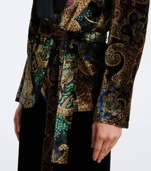 Etro Belted Paisley Satin-trimmed Velvet Blazer