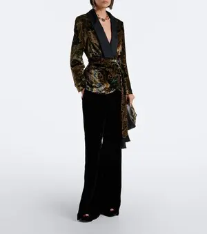 Etro Belted Paisley Satin-trimmed Velvet Blazer