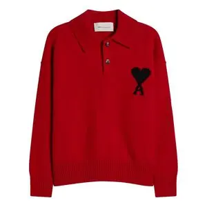 AMI Paris Collar Knitwear - Red