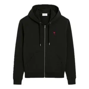 AMI Paris Zip Up Hoodie - Black