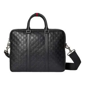Gucci Gg Emblem Large Briefcase - Black