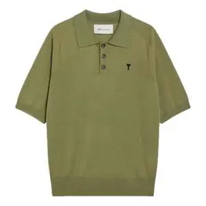 AMI Paris Collar Short Sleeve Knitwear - Olive